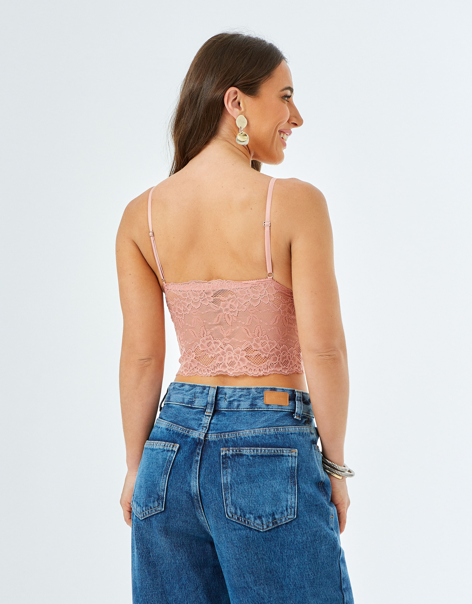 Top Renda Alongado - Blush Verano