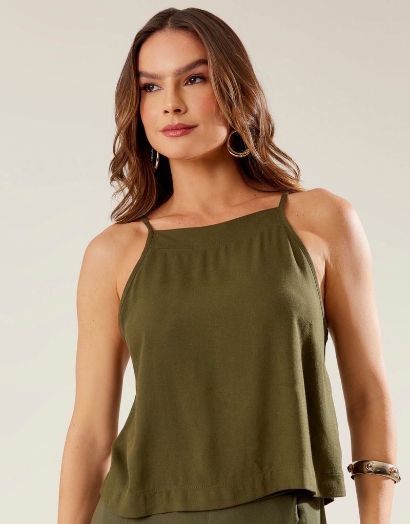 Cropped Detalhe Recorte - Verde Oliva - Zinzane