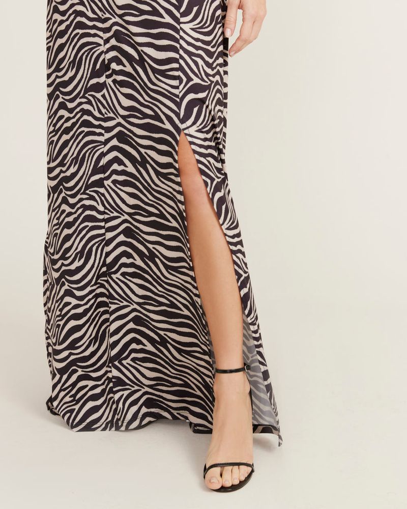 Vestido Midi Estampado Zebra Petit - Preto