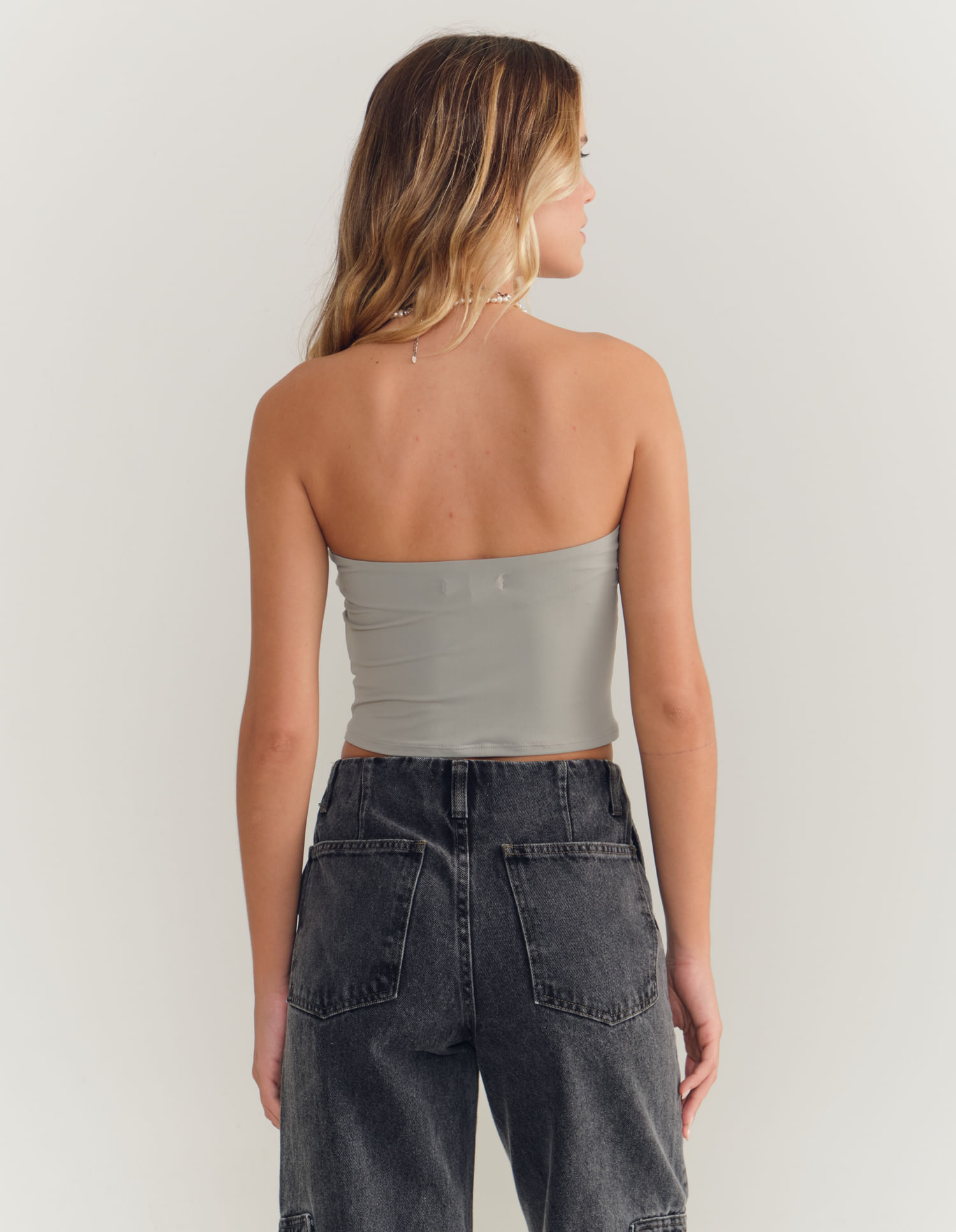 Top Faixa Sem Alça - Cinza