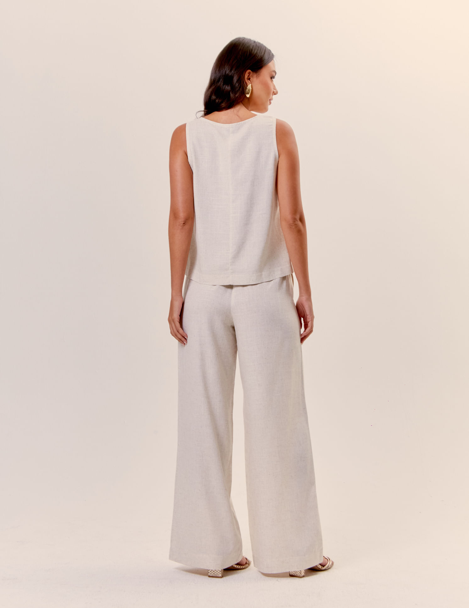 Calça Pantalona Tunel Cós - Areia