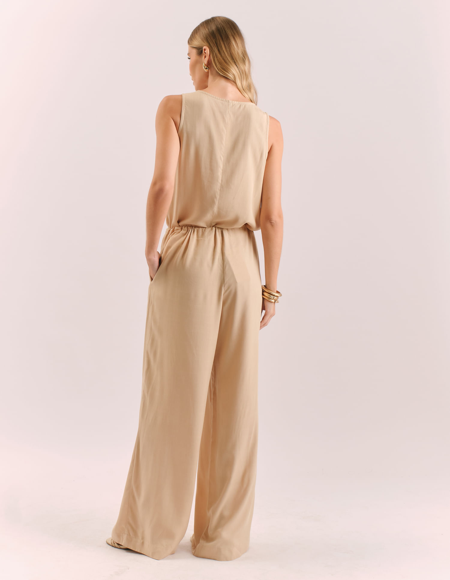 Calca Pantalona Tunel Cós - Areia